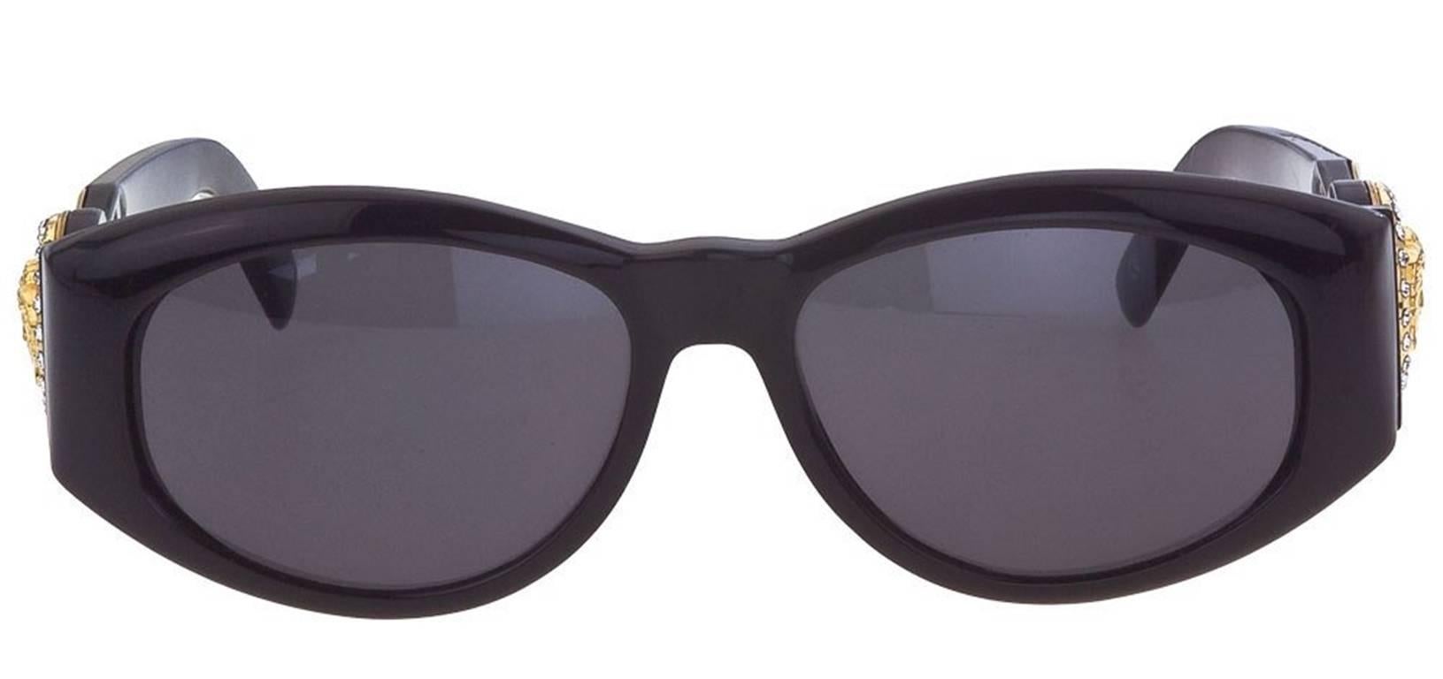 Versace Vintage Black MOD 424 Sunglasses with Rhinestones at 1stDibs ...
