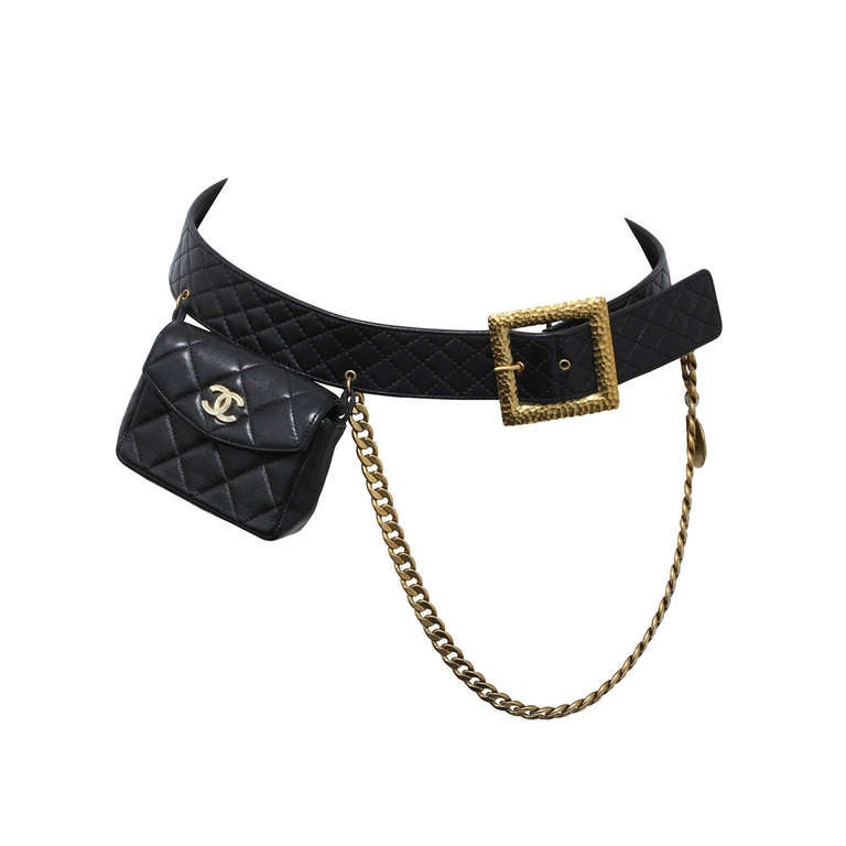 Vintage Chanel Belt with Pack and Gold Chain at 1stDibs