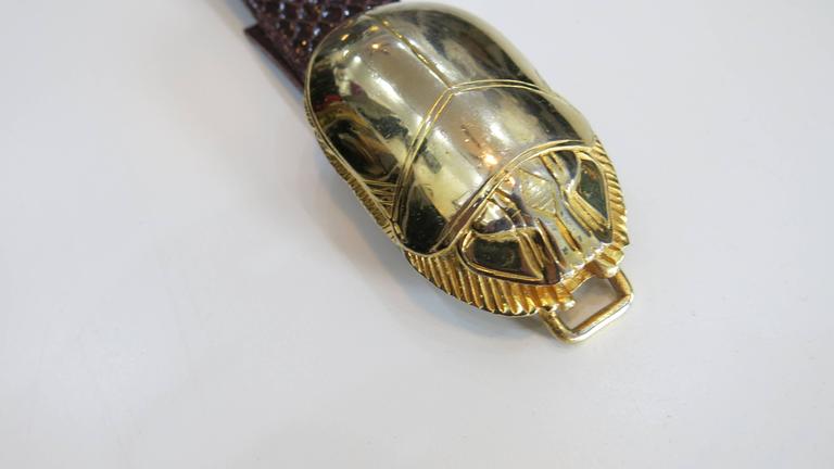 Alexis Kirk Scarab Buckle Snakeskin Belt For Sale at 1stDibs
