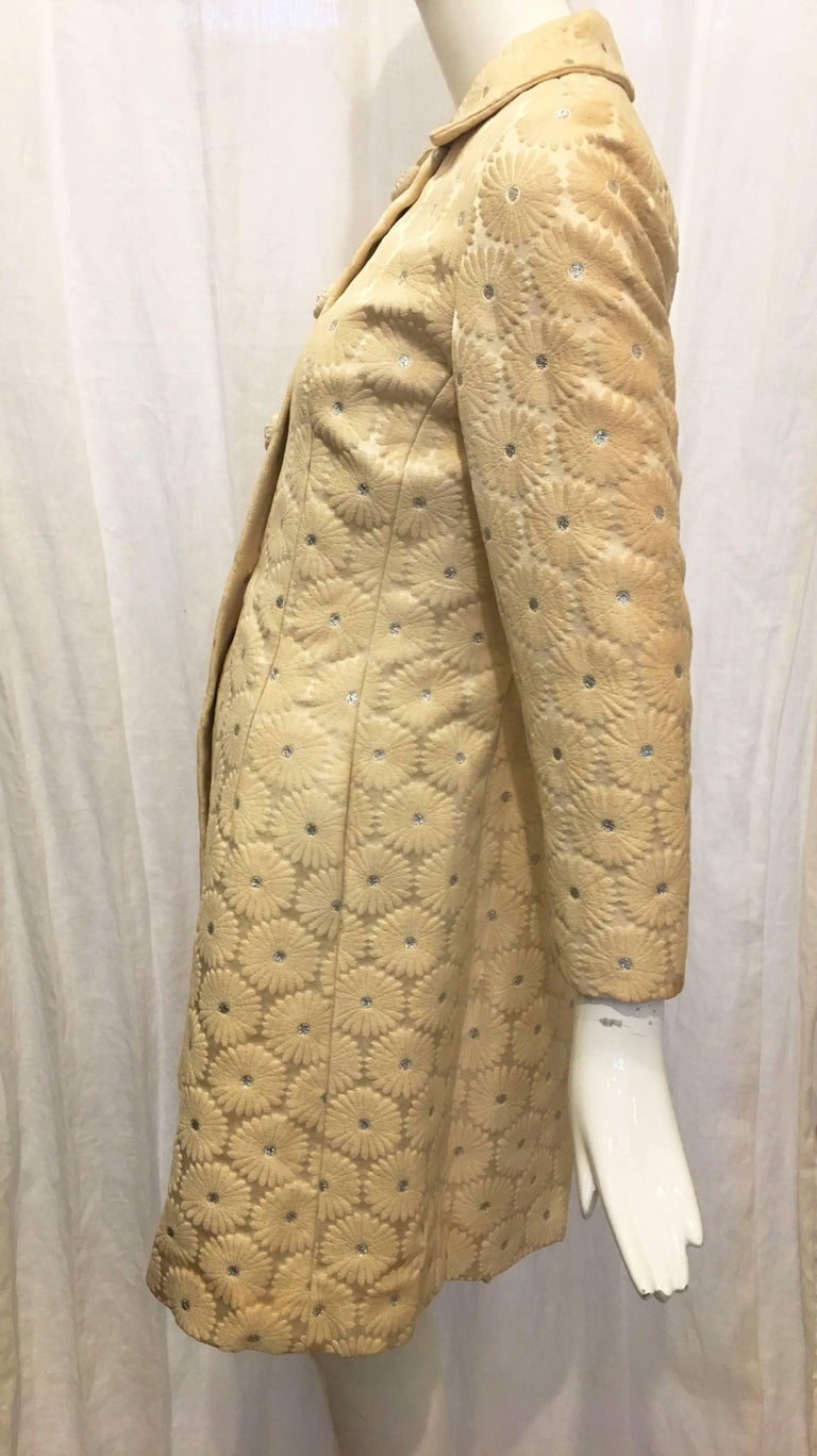 Cream Floral Silk Jacket, 1960s For Sale at 1stDibs