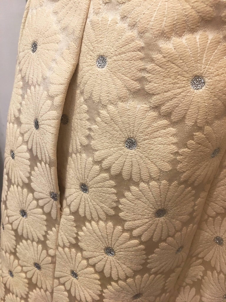 Cream Floral Silk Jacket, 1960s For Sale at 1stDibs