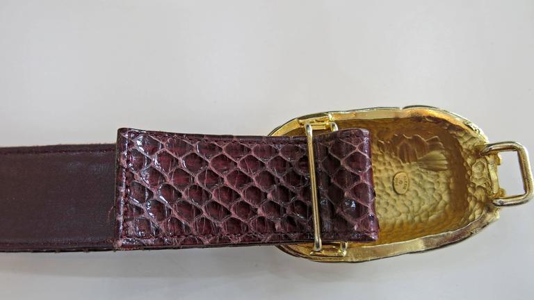 Alexis Kirk Scarab Buckle Snakeskin Belt For Sale at 1stDibs