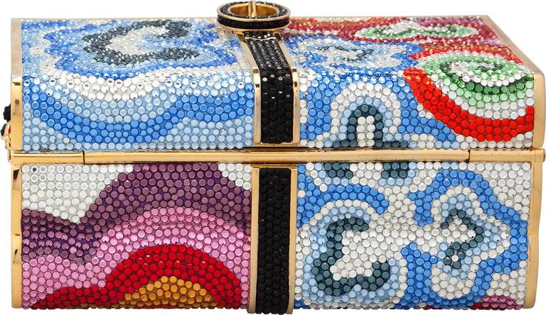Judith Leiber Full Bead Black and Red Crystal Books Minaudiere Bag at ...
