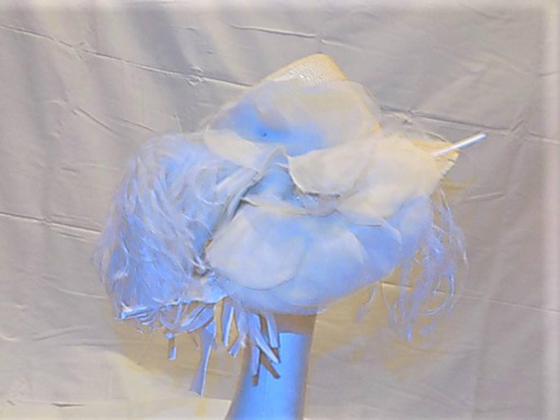 Tracey Tooker Couture Fancy Ivory summer Hat with flower and Feathers ...