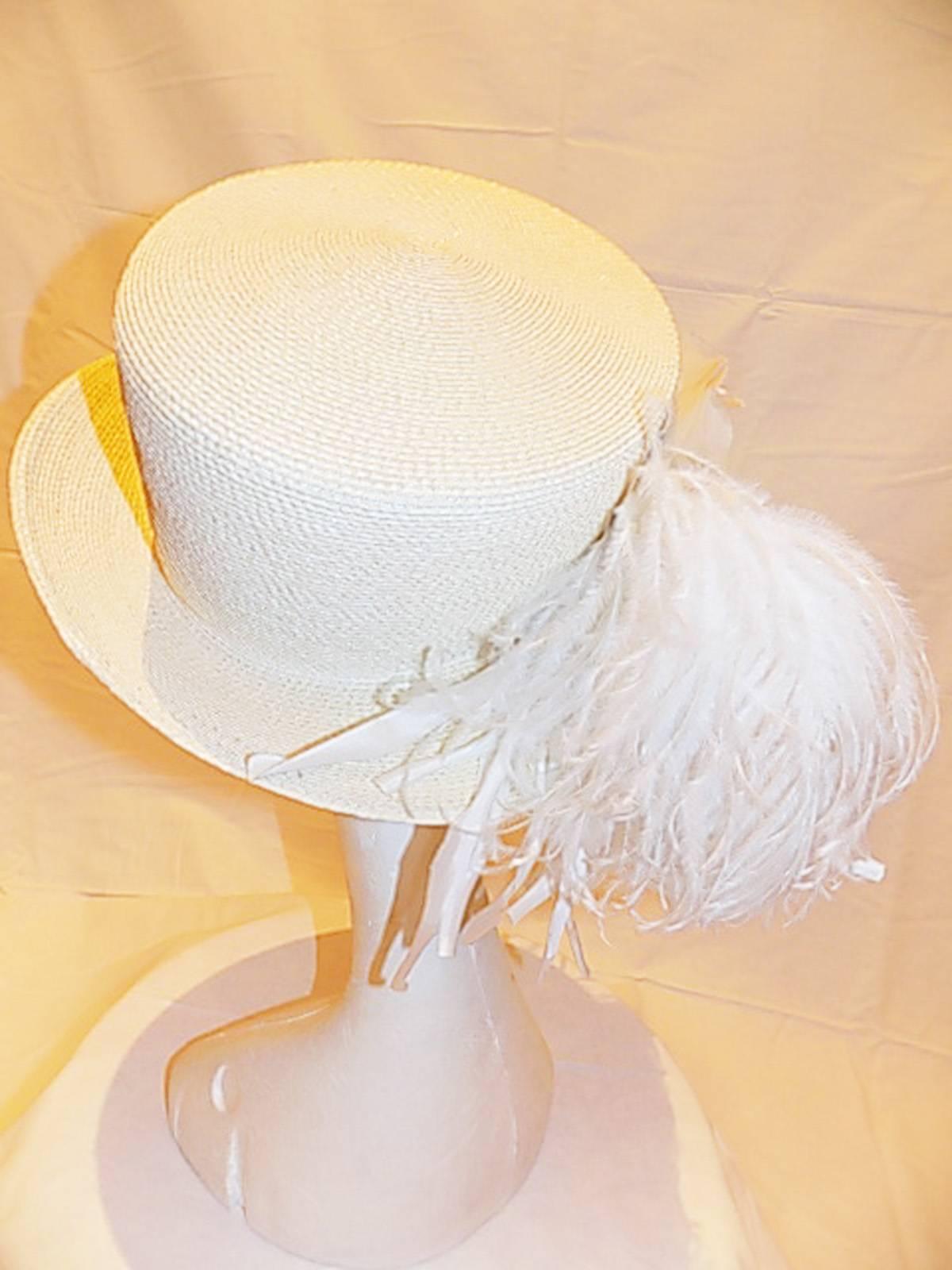 Tracey Tooker Couture Fancy Ivory summer Hat with flower and Feathers ...