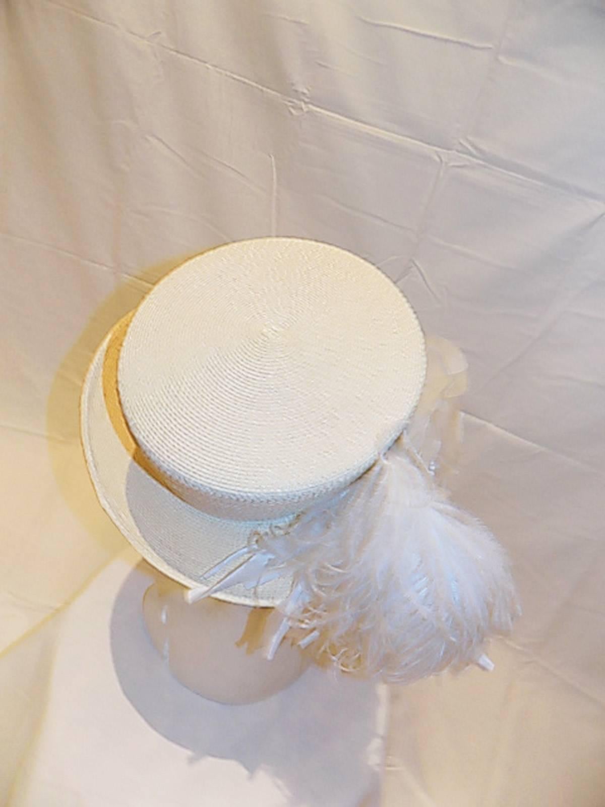 Tracey Tooker Couture Fancy Ivory summer Hat with flower and Feathers ...