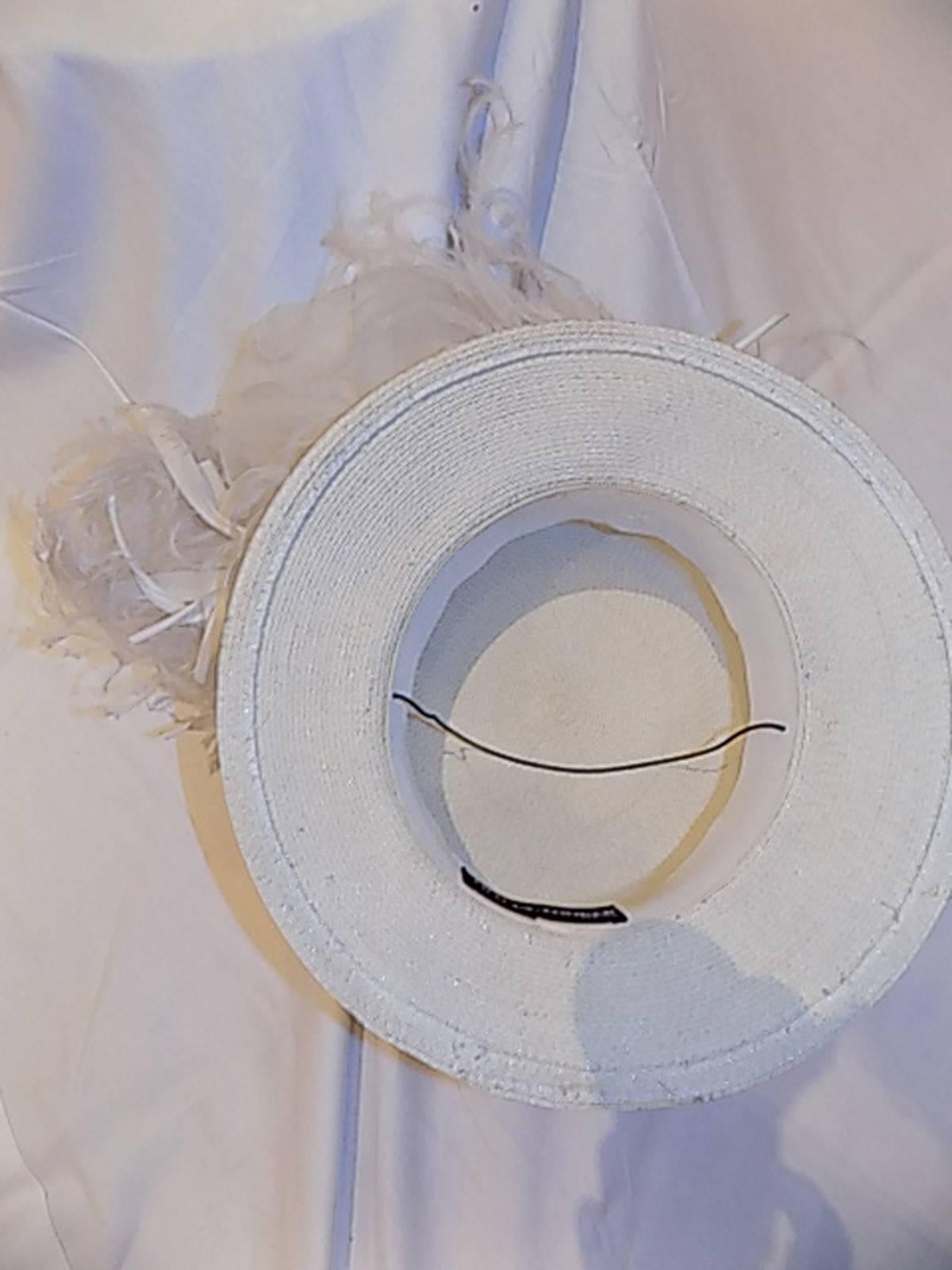 Tracey Tooker Couture Fancy Ivory summer Hat with flower and Feathers ...