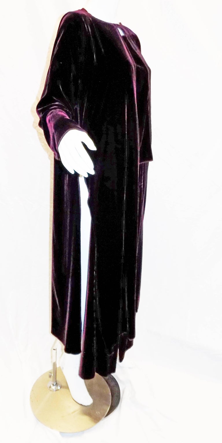 Burgundy Zoran silky velvet 3 pc jacket duster, blouse/top and pant set ...