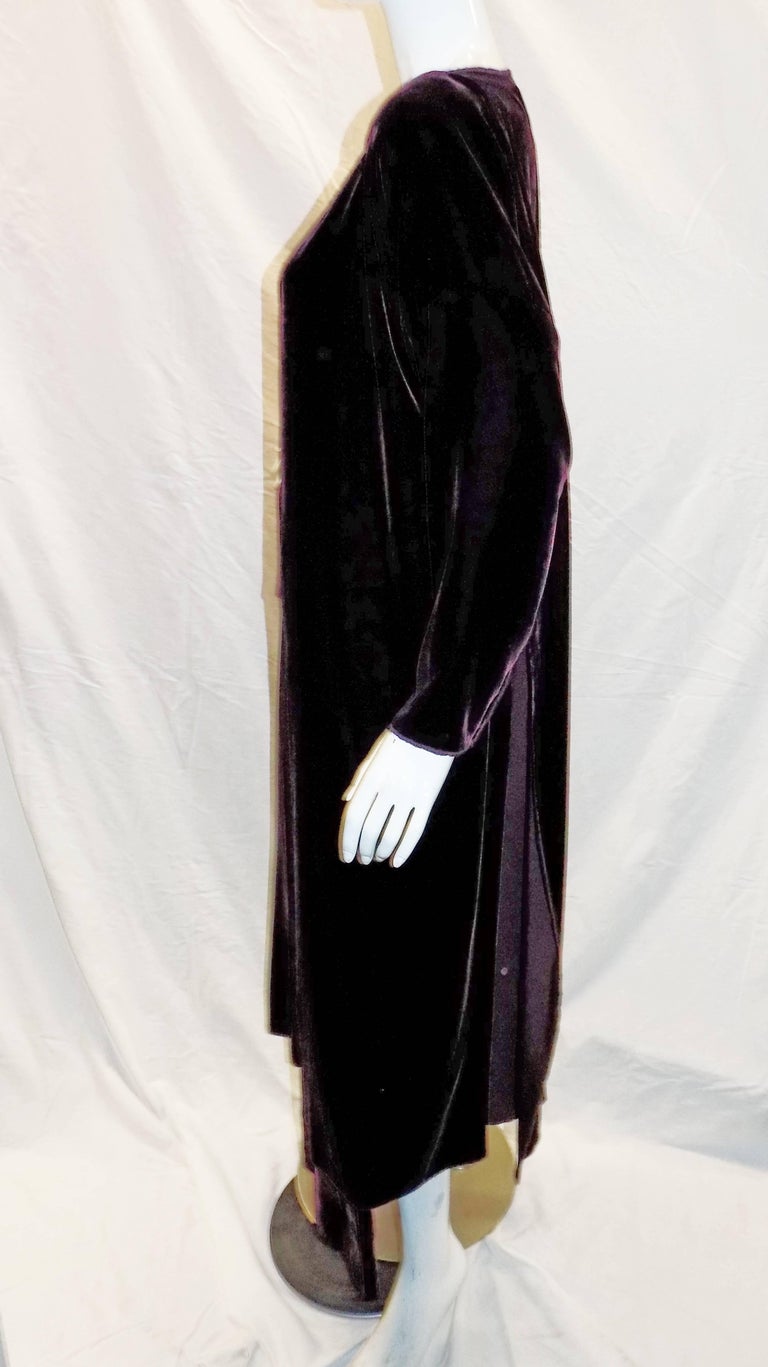 Burgundy Zoran silky velvet 3 pc jacket duster, blouse/top and pant set ...