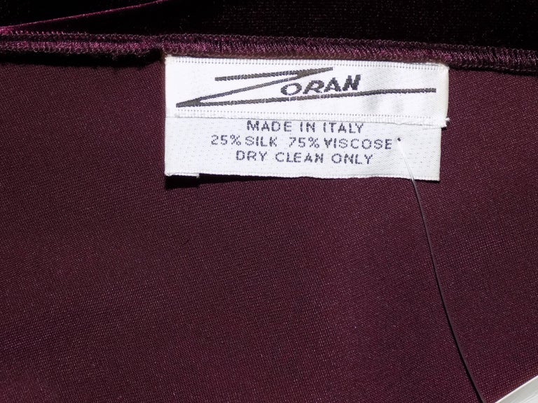 Burgundy Zoran silky velvet 3 pc jacket duster, blouse/top and pant set ...