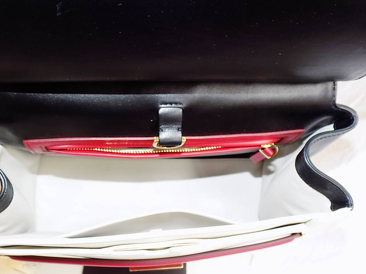 THE ROW Colorblock Top-Handle Satchel, Black/White/Red at 1stDibs