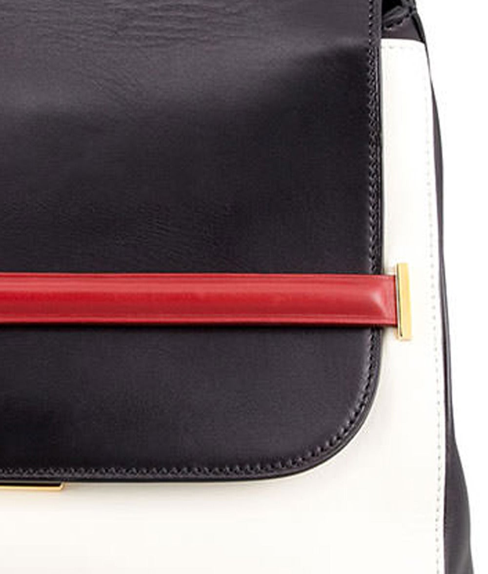 THE ROW Colorblock Top-Handle Satchel, Black/White/Red at 1stDibs