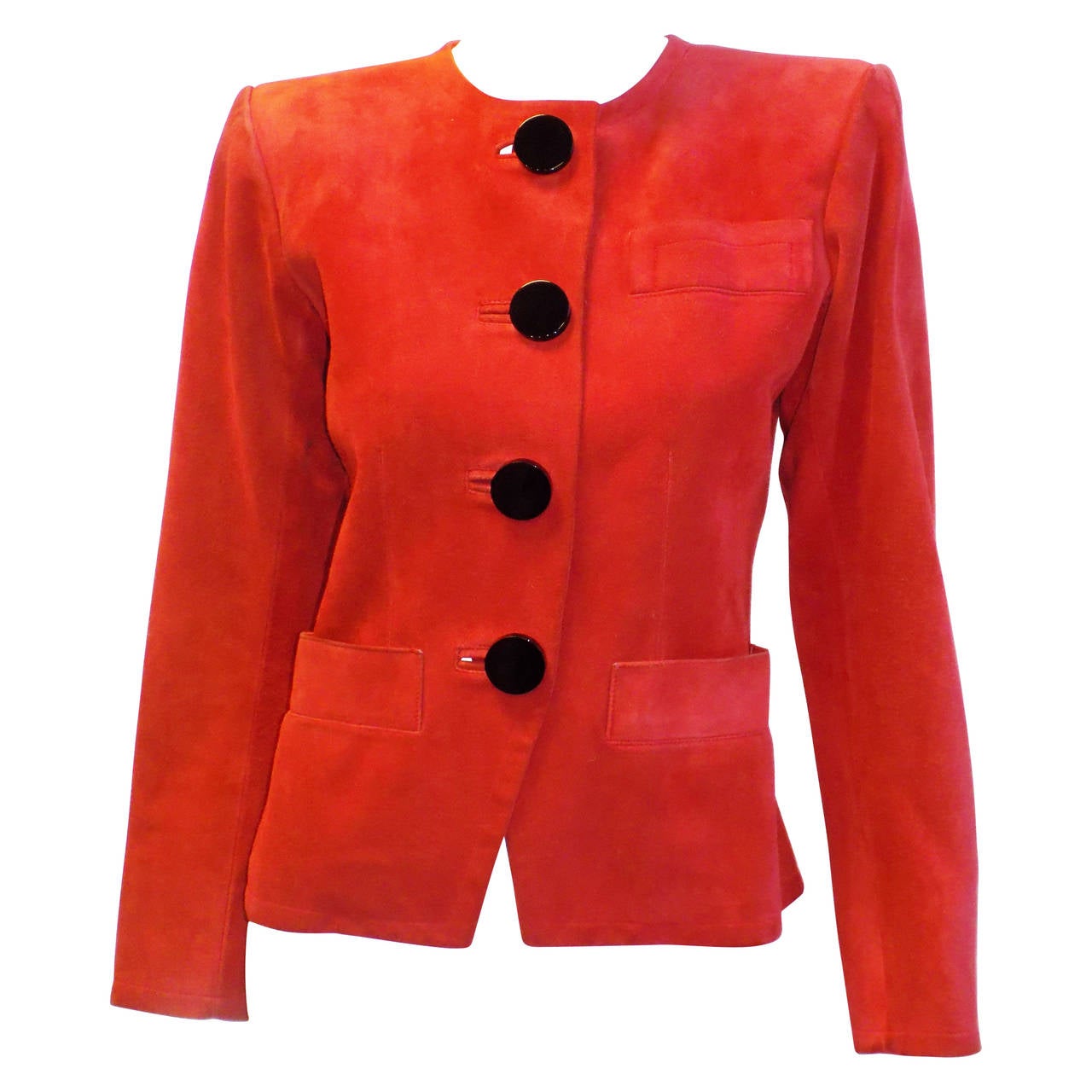 Yves Saint Laurent Haute Couture Spectacular Red suede Leather Jacket ...