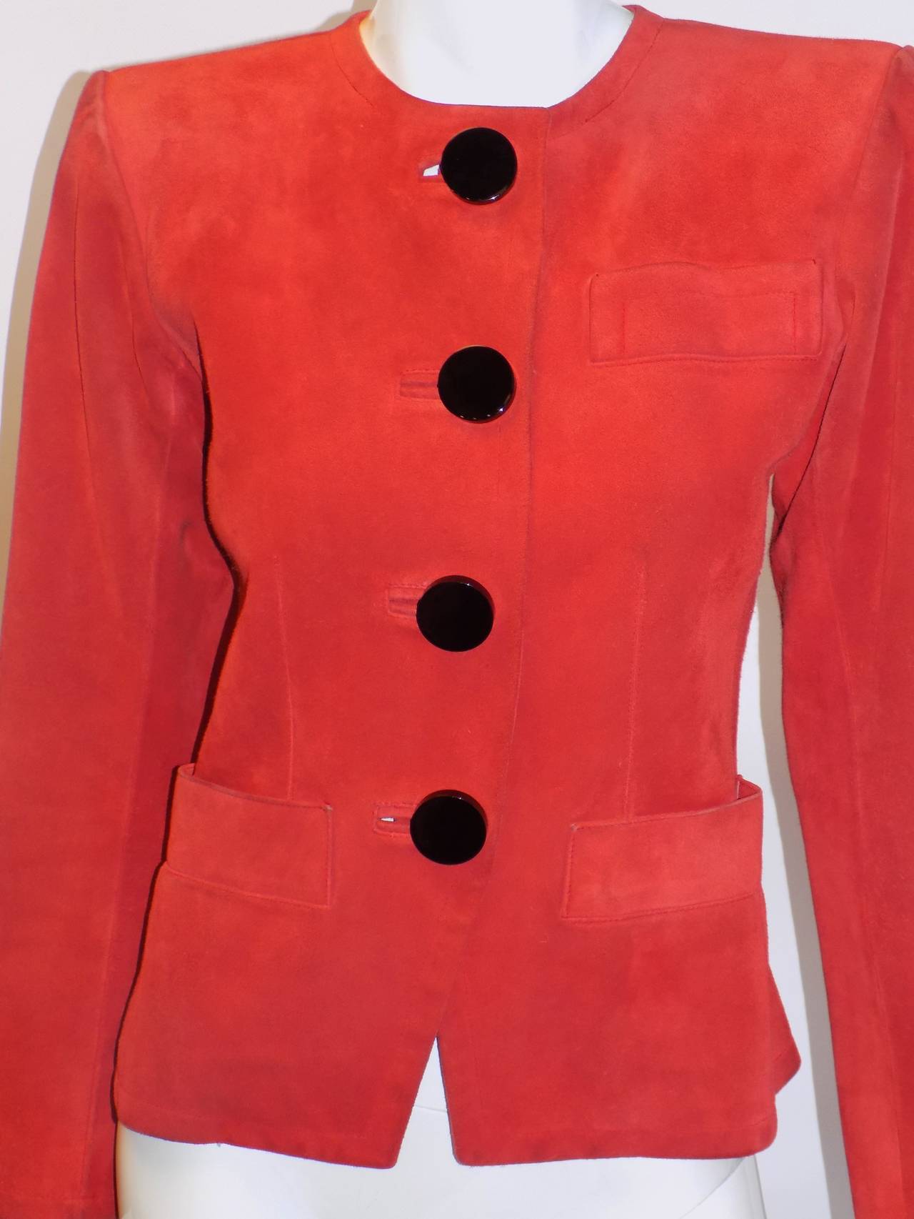 Yves Saint Laurent Haute Couture Spectacular Red suede Leather Jacket ...