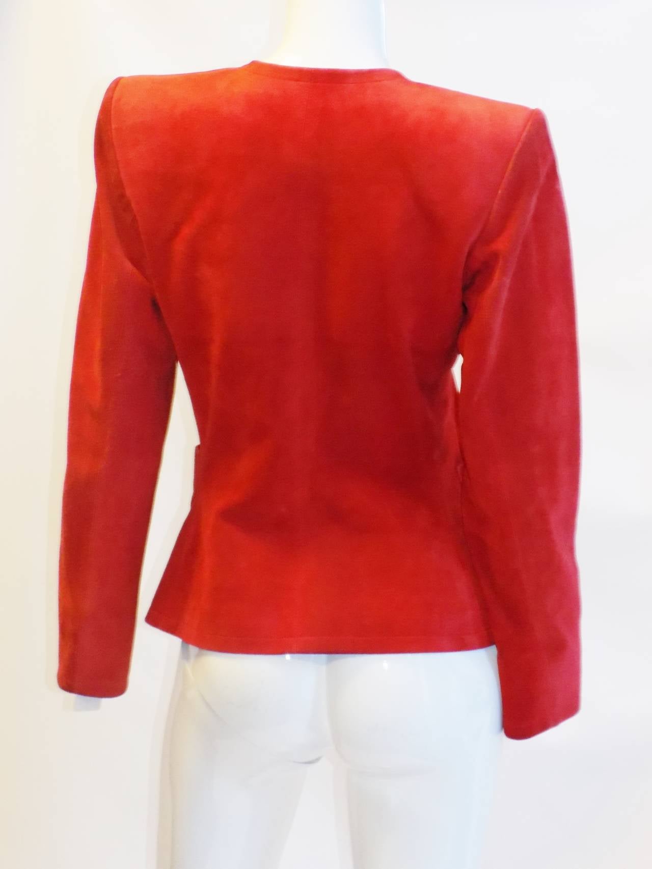 Yves Saint Laurent Haute Couture Spectacular Red suede Leather Jacket ...