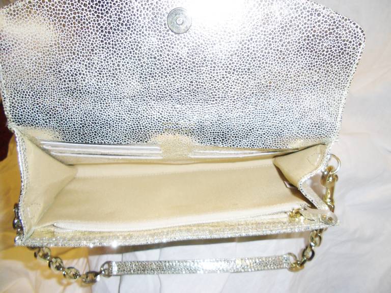 Jimmy Choo Silver/ Gold Metallic Evening Clutch Handbag at 1stDibs