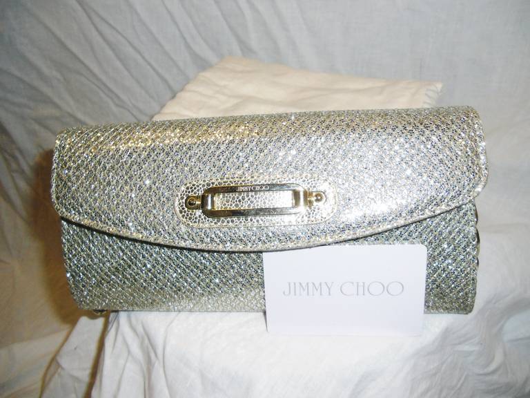 Jimmy Choo Silver/ Gold Metallic Evening Clutch Handbag at 1stDibs