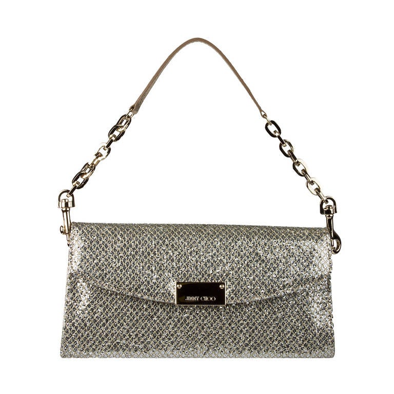 Jimmy Choo Silver/ Gold Metallic Evening Clutch Handbag at 1stDibs