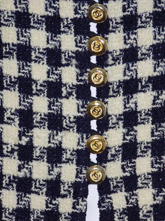Chanel Vintage black and ivory Checker Jacket cc logo buttons at 1stDibs