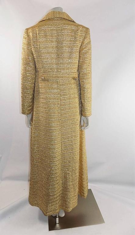 Gold metallic vintage coat with crystal buttons For Sale at 1stDibs