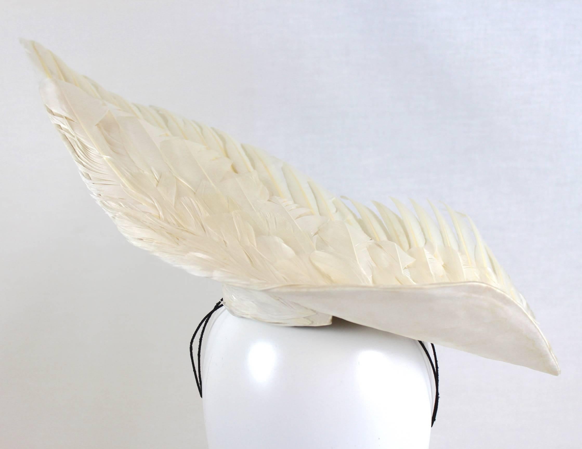 Stephen Jones Runway White Feather Hat at 1stDibs