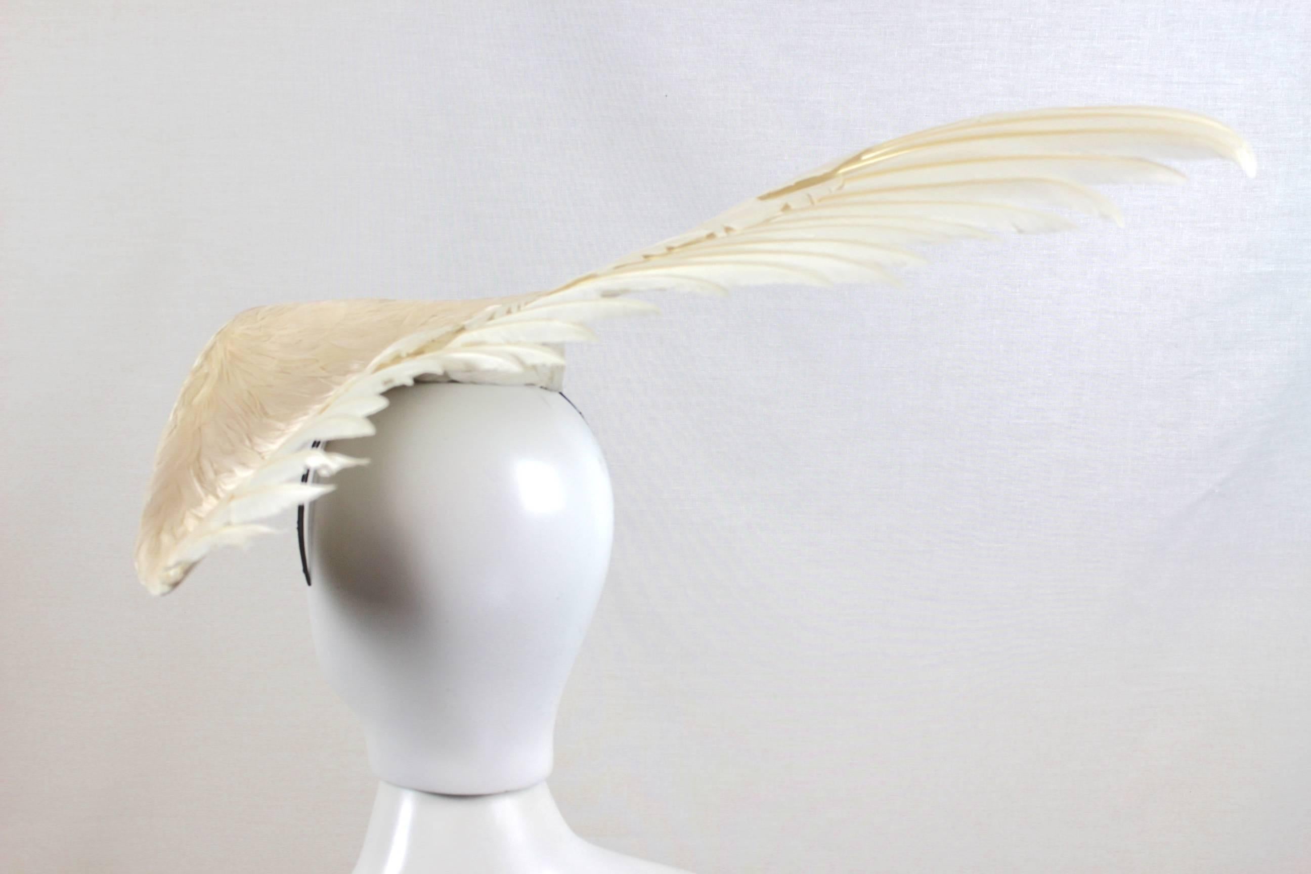 Stephen Jones Runway White Feather Hat at 1stDibs