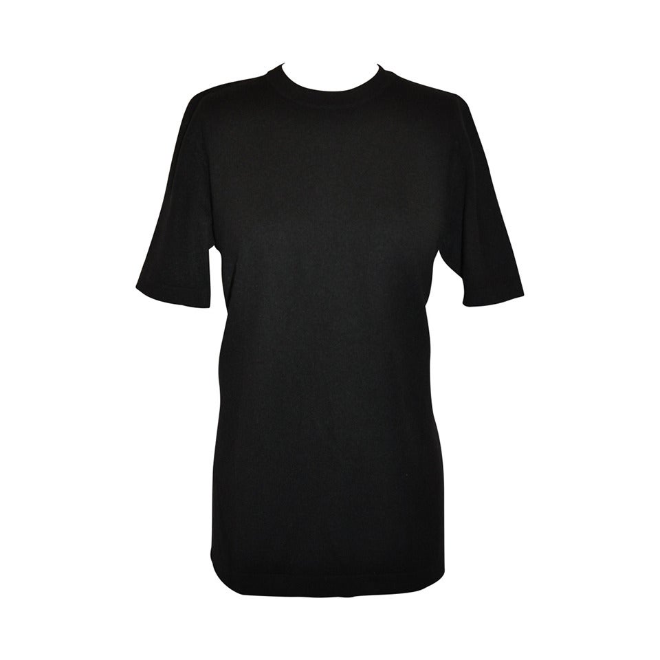 Fathi Due Black Two-Ply Cashmere Crew Neck Pullover Top For Sale at ...