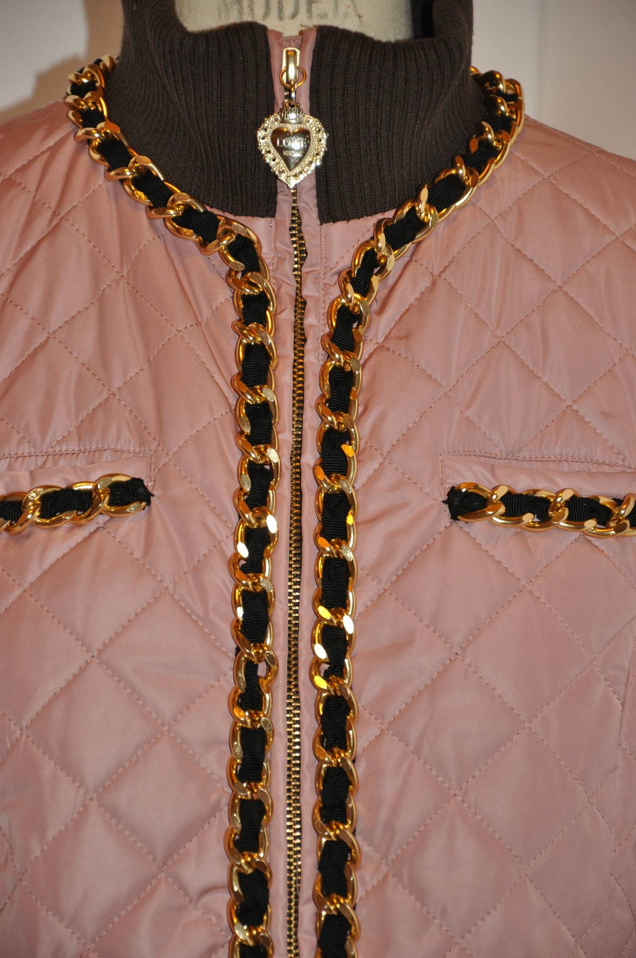 Moschino Quilted Chain-Link Zipper Jacket For Sale at 1stDibs | chain ...