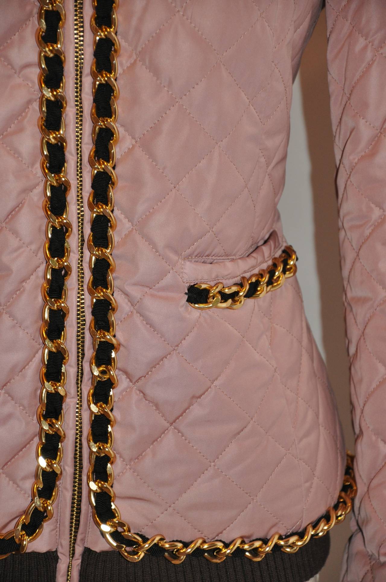 Moschino Quilted Chain-Link Zipper Jacket For Sale at 1stDibs | chain ...