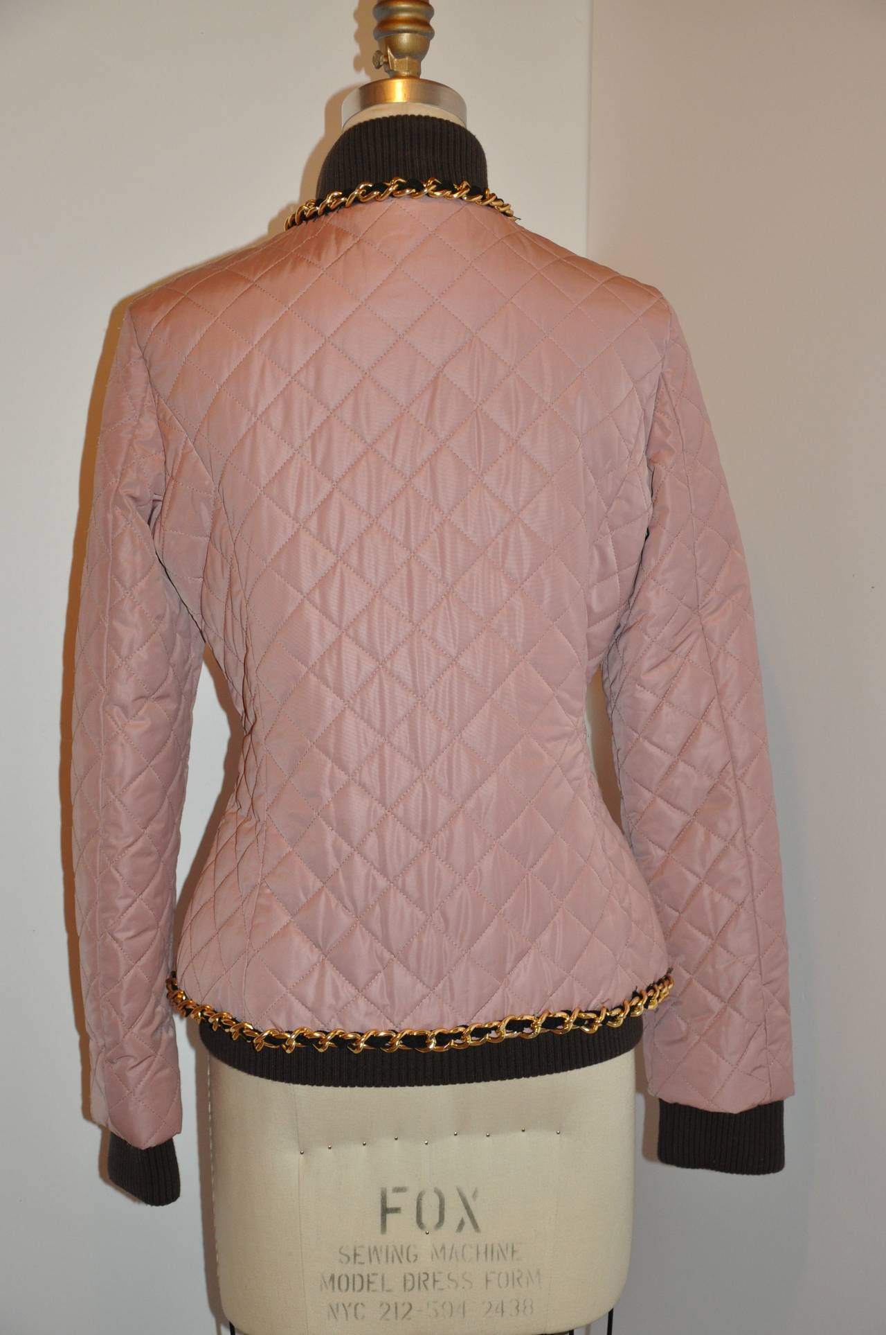 Moschino Quilted Chain-Link Zipper Jacket For Sale at 1stDibs | chain ...