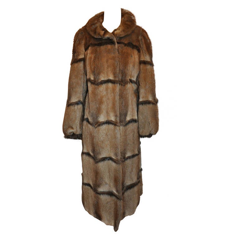 Full-Length Vintage Mink Coat with Ruffle Collar at 1stDibs