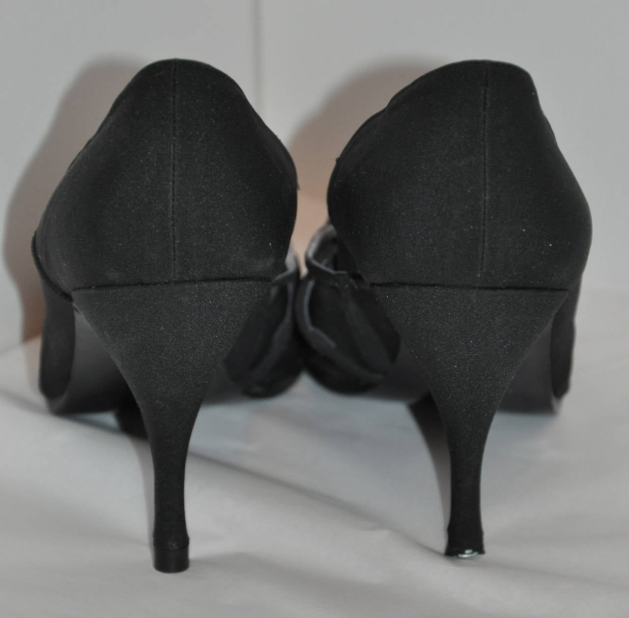 Susan Bennis Warren Edwards Black Silk Satin Evening Pumps at 1stDibs ...