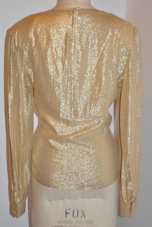 David Hayes Gold Lame Crew Neck Zippered Back Top For Sale at 1stDibs ...