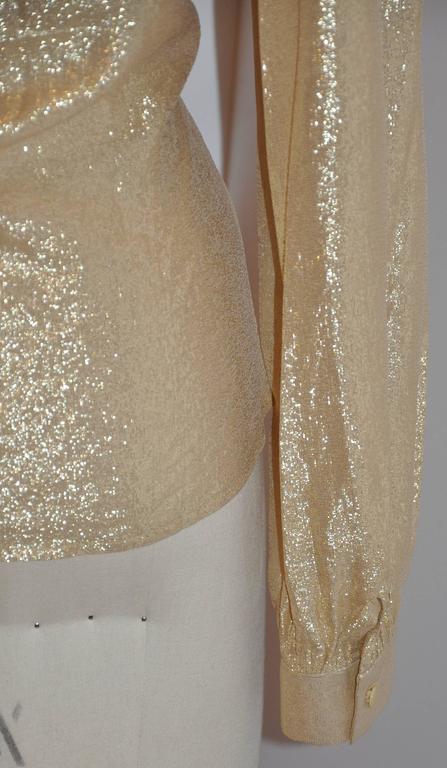 David Hayes Gold Lame Crew Neck Zippered Back Top For Sale at 1stDibs ...