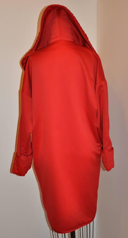 Victor Costa Bold Red Evening Silk Overcoat with Huge Shawl Collar at ...