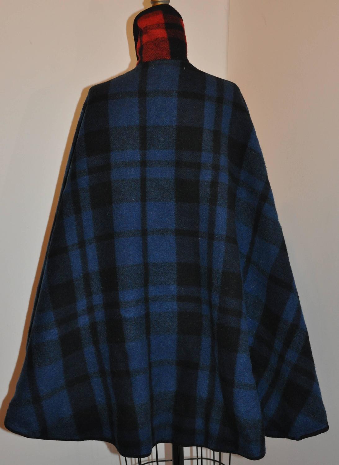 Pendleton Reversible Double-Faced Wool Plaid Poncho For Sale at 1stdibs