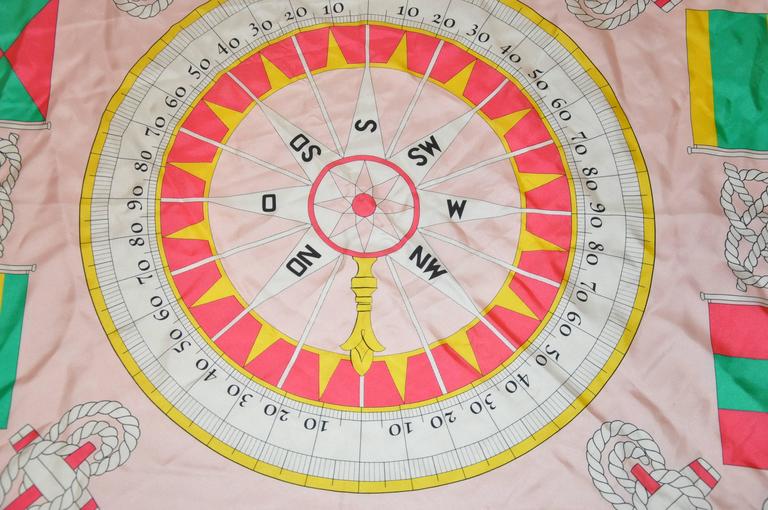 Celine Multi-Color "Compass" Silk Scarf For Sale at 1stDibs