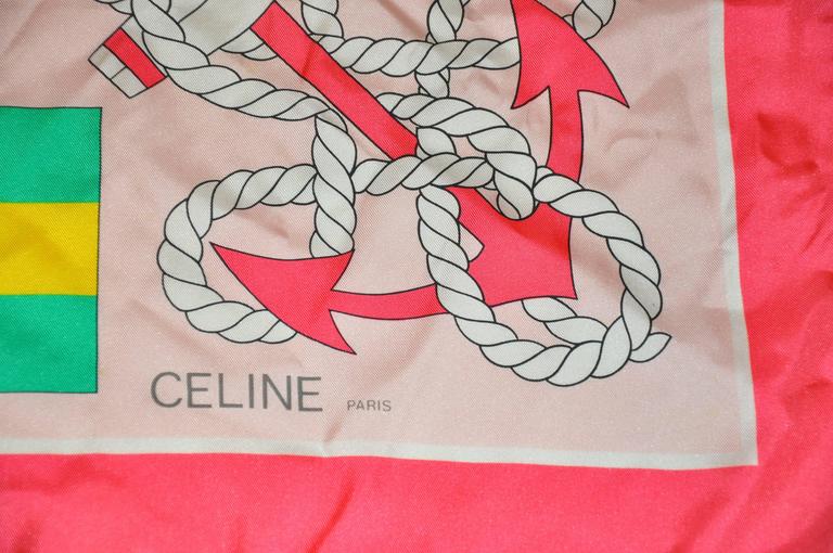 Celine Multi-Color "Compass" Silk Scarf For Sale at 1stDibs