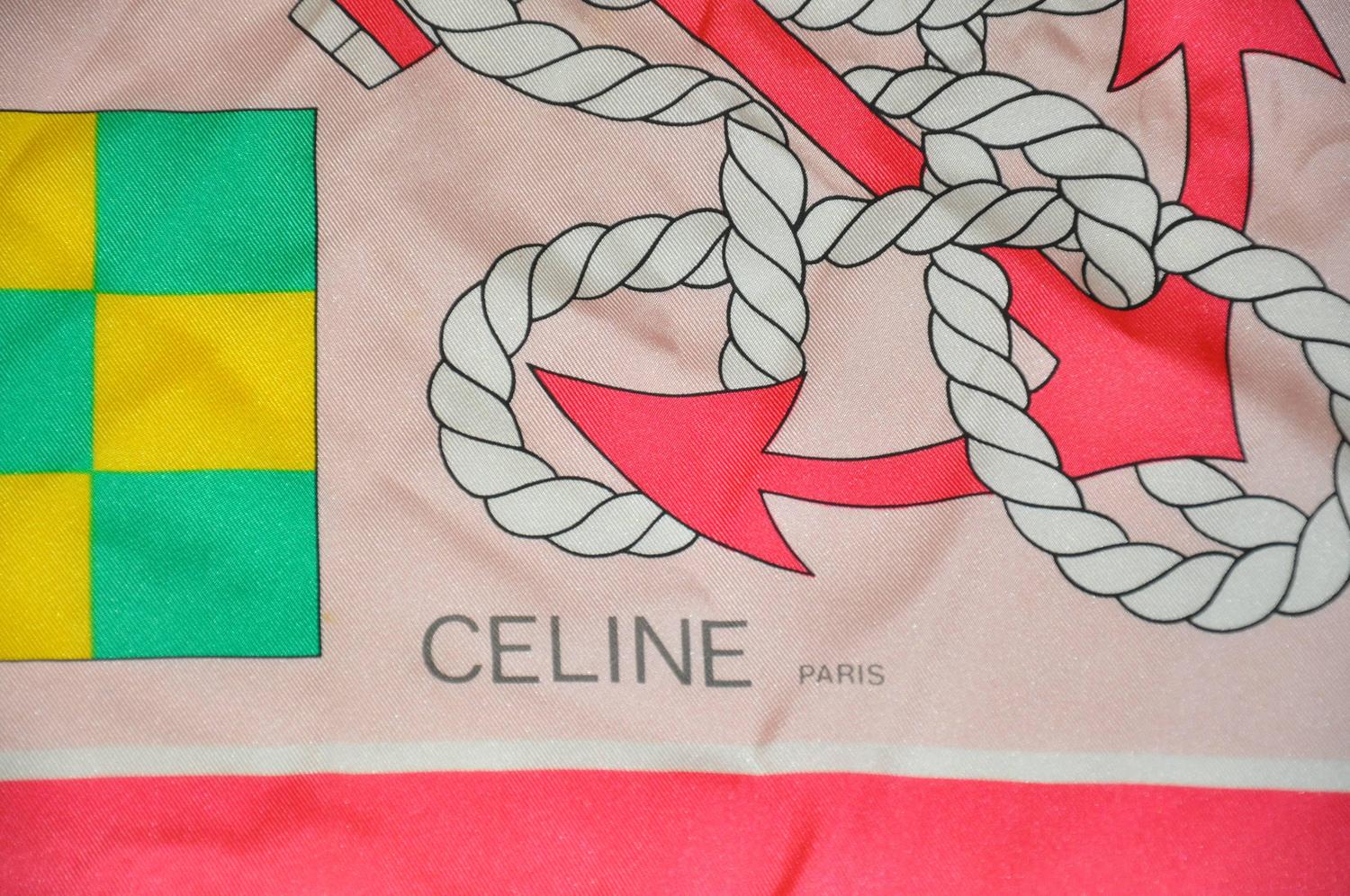 Celine Multi-Color "Compass" Silk Scarf For Sale at 1stdibs