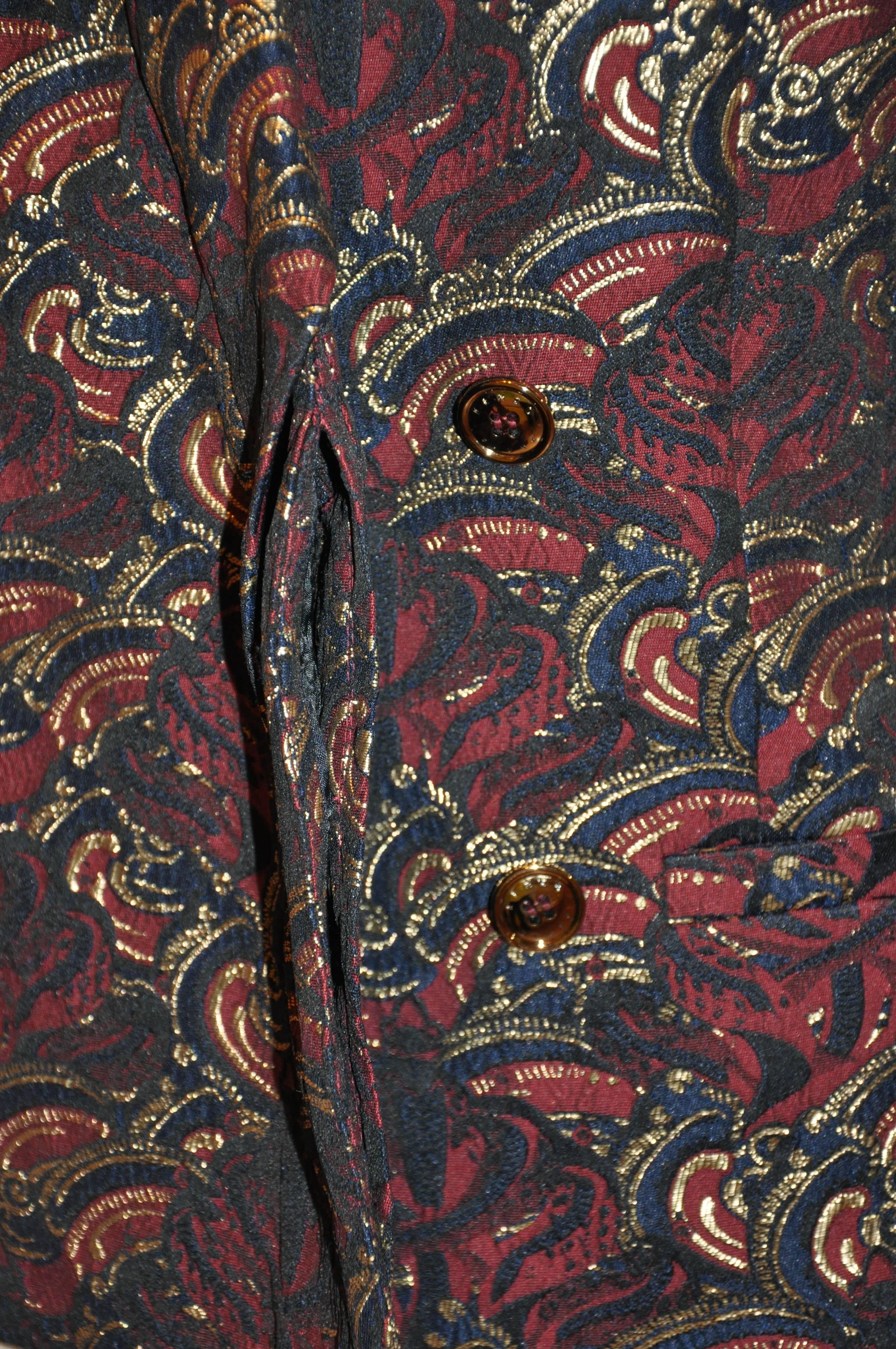 Kenzo Multi-Color Accented with Metallic Gold Evening Jacket For Sale ...