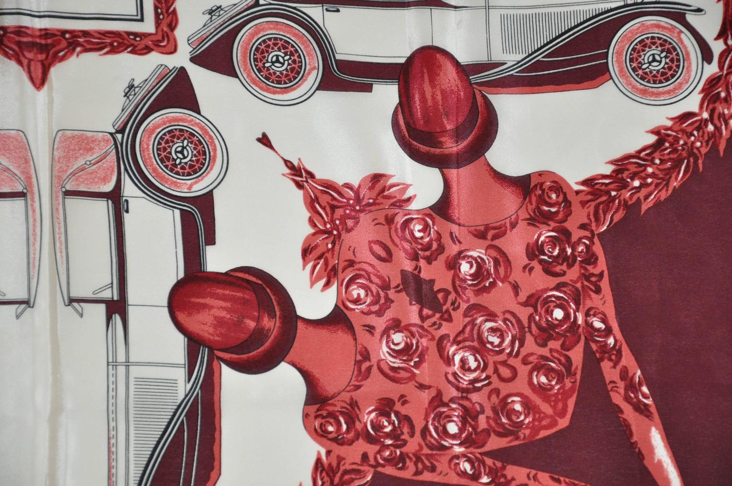 Mercedes Benz "Ladies and Cars" Silk Scarf For Sale at 1stdibs