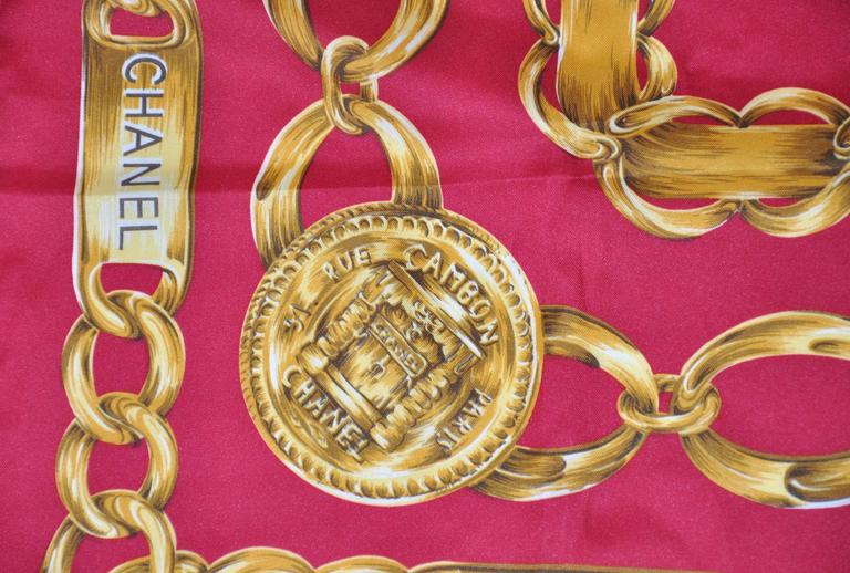 Chanel Iconic "Chain" Burgundy silk scarf at 1stDibs | chanel chain ...