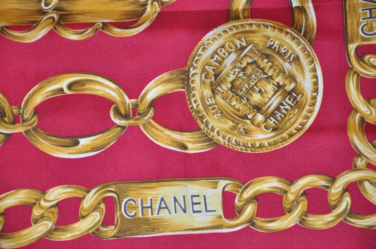 Chanel Iconic "Chain" Burgundy silk scarf at 1stDibs | chanel chain ...