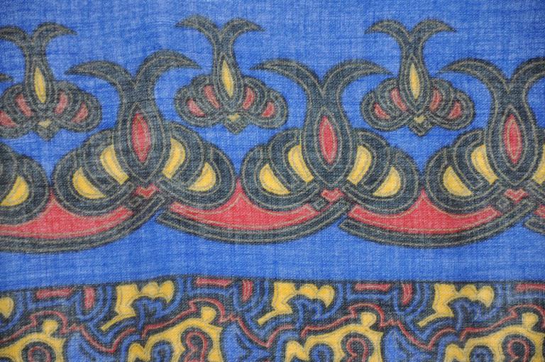 Rodier Huge Bold Abstract Wool Challis Shawl with Fringe Accent For ...