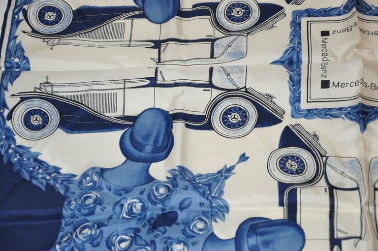 Mercedes Benz Navy and Cream "Ladies and Cars" Silk Scarf For Sale at ...