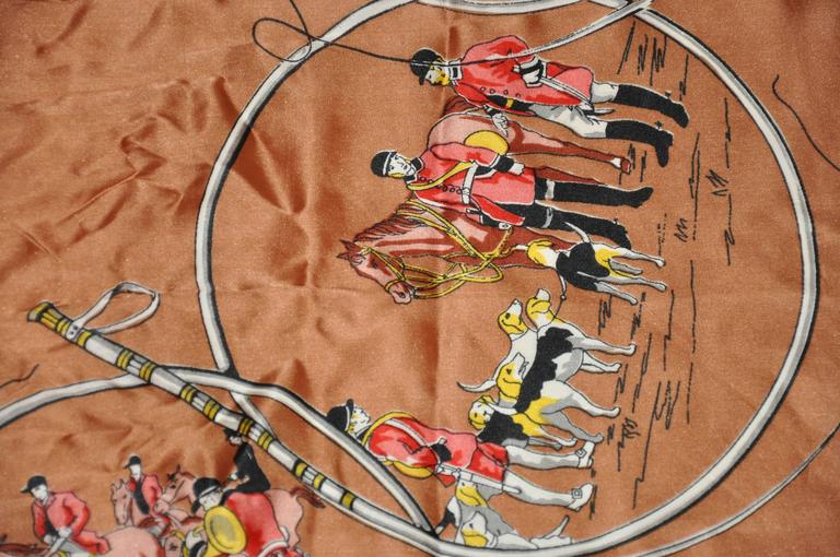"Fox Hunting and French Horns" Silk Scarf For Sale at 1stDibs