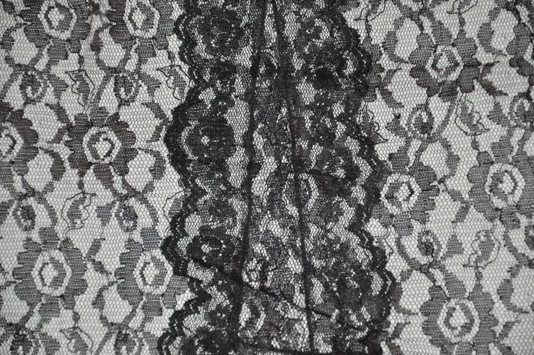 Black "Widow" Lace Floral Rectangle Scarf with Accented Lace Border For ...