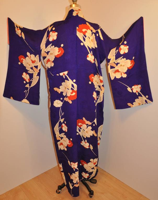 Purple On Purple Floral with Multi-Color Floral Silk Kimono For Sale at ...