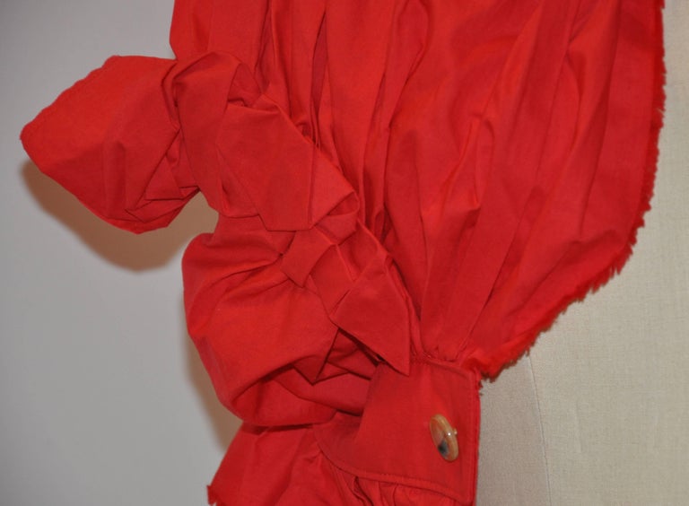 Comme des Garcons Engine Red Deconstructed Multi-Pleated Ruffle Crop ...