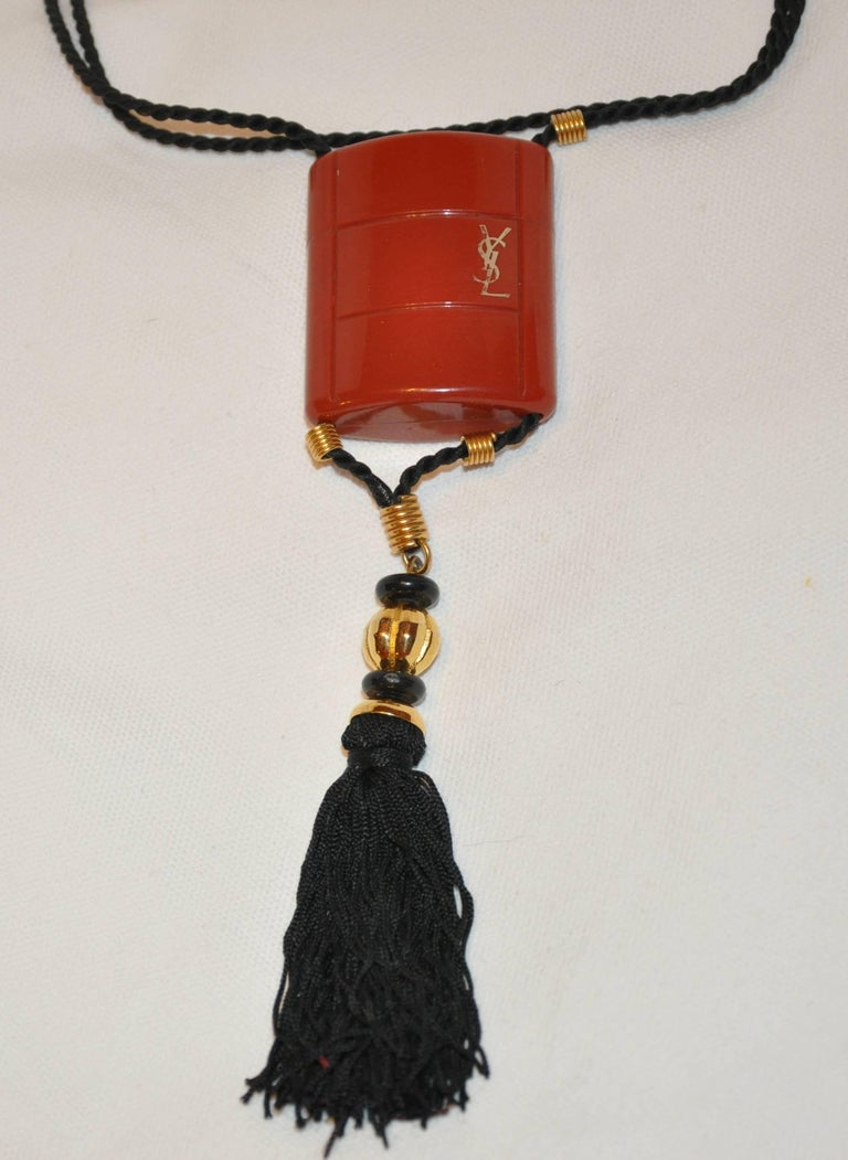 Yves Saint Laurent Signature"Opium" Perfume Holder Necklace with Silk ...